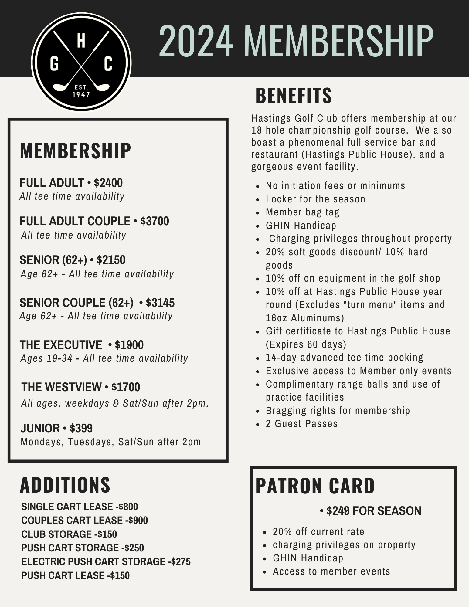Membership - Hastings Golf Club