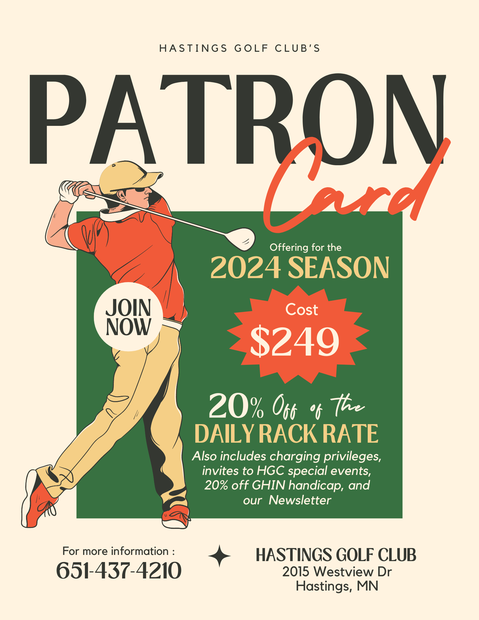 HGC Patron Card - Hastings Golf Club