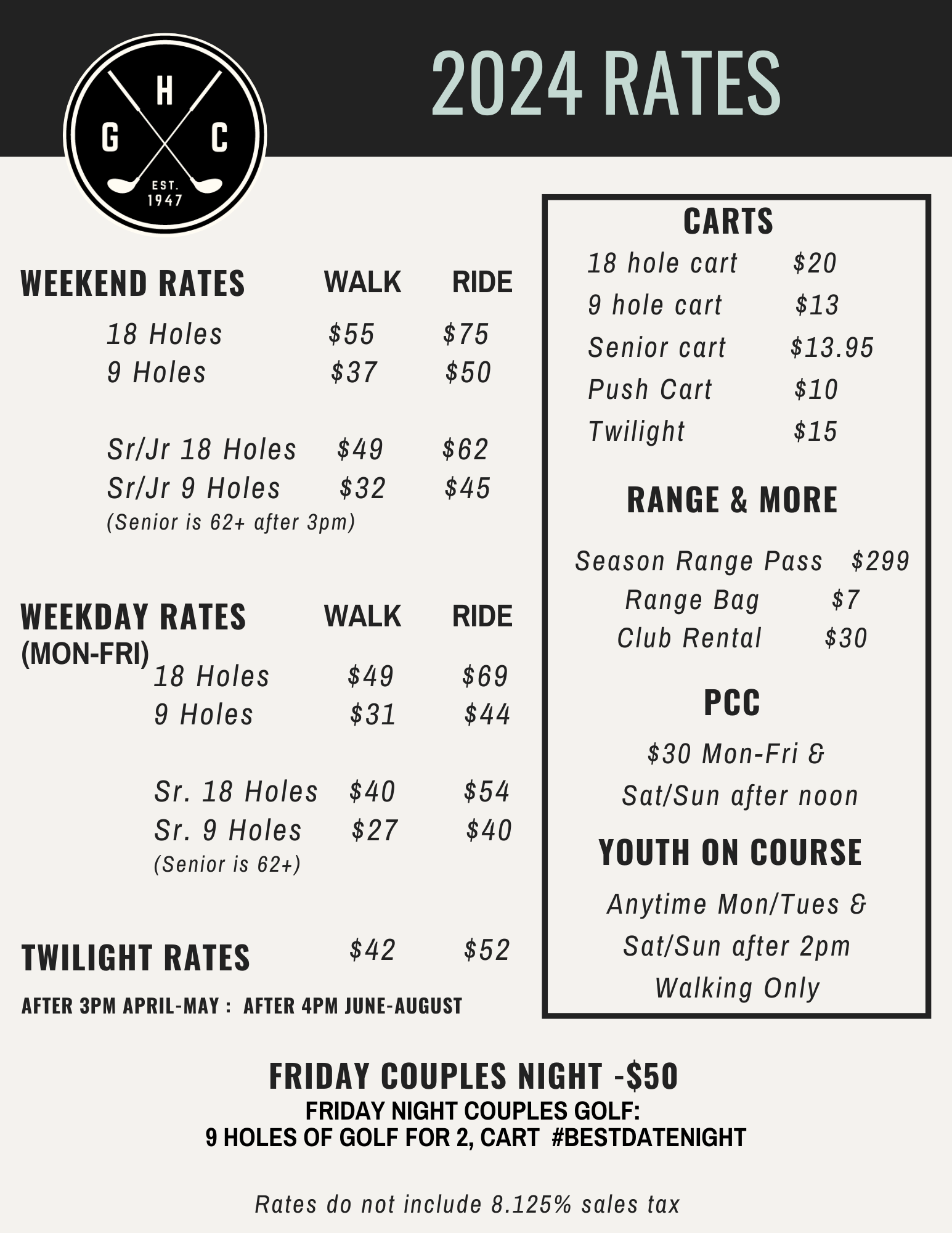 Daily Rates - Hastings Golf Club